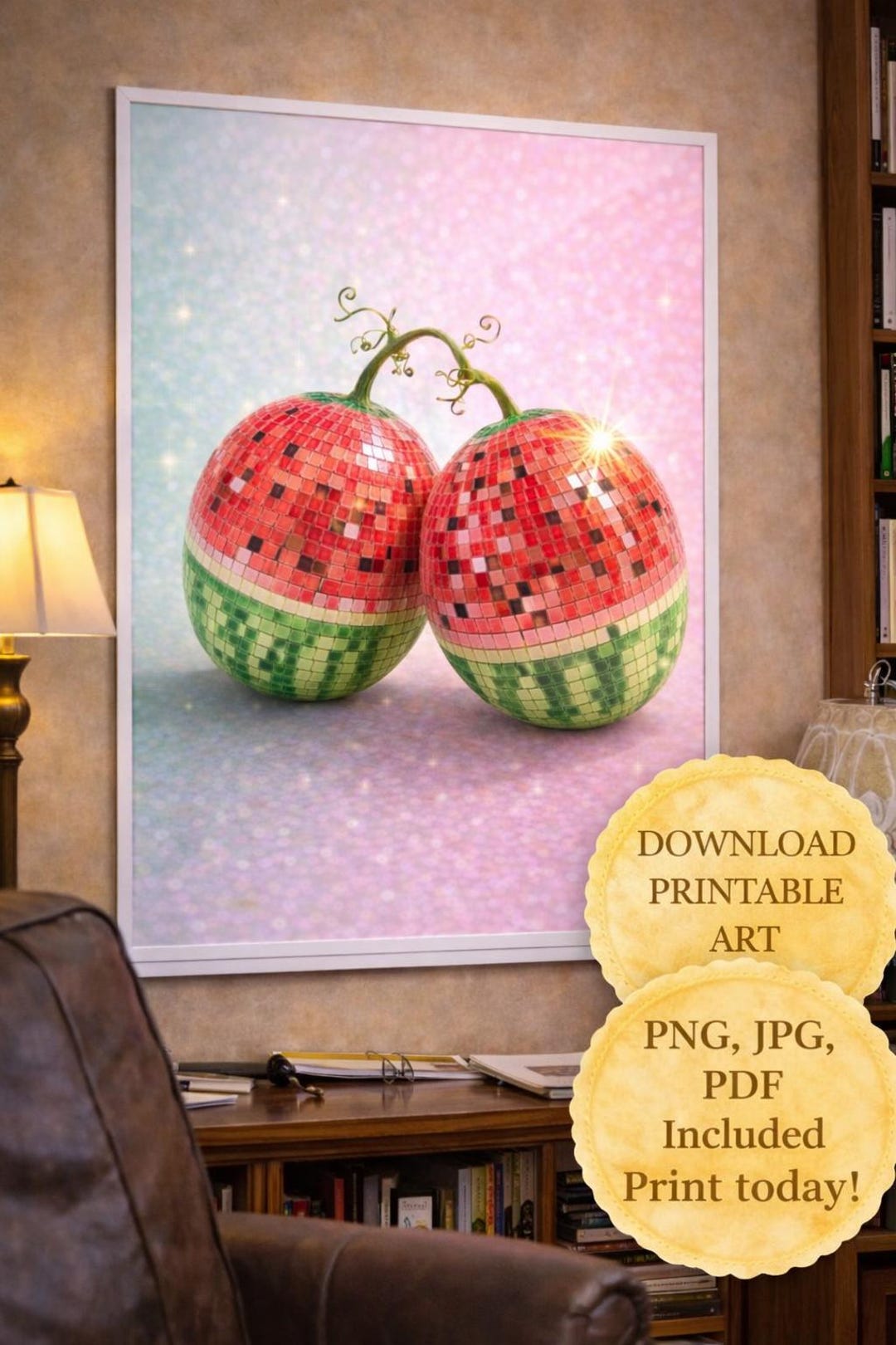 Disco Watermelon Print | Retro Kitchen Wall Art (digital Download) - Etsy