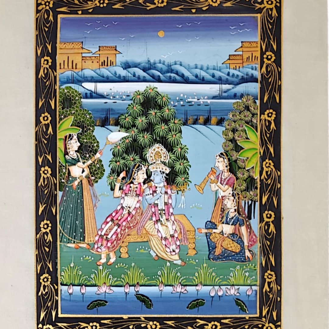 Authentic Hand-painted Rajasthani Miniature on Pure 40 Gms Silk ...