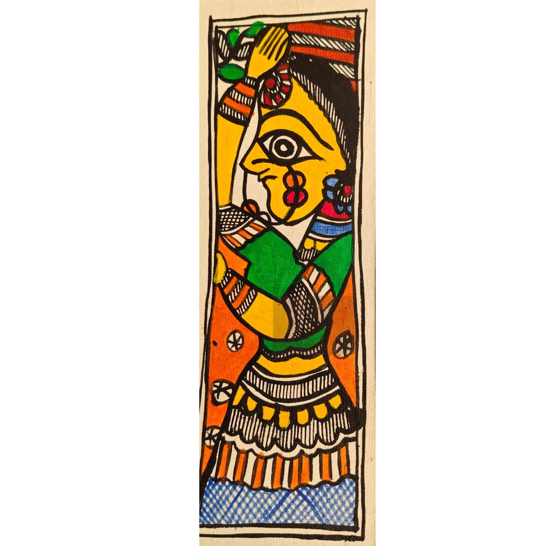Hand Painted Madhubani Bookmark, Indian Folk Art on Handmade Paper ...