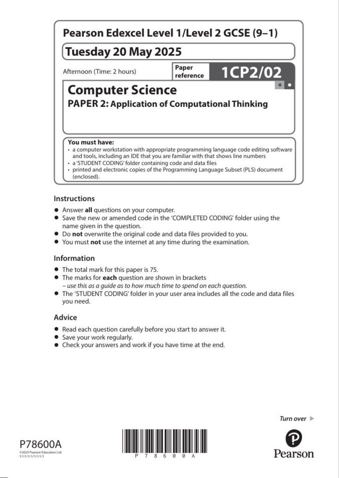 2025 Pearson Edexcel Gcse Computer Science Paper 2 et système de ...