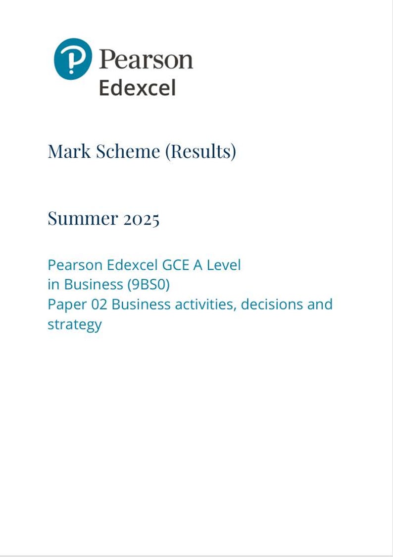 2025 Pearson Edexcel A Level Business Paper 2 and Mark Scheme Combined ...