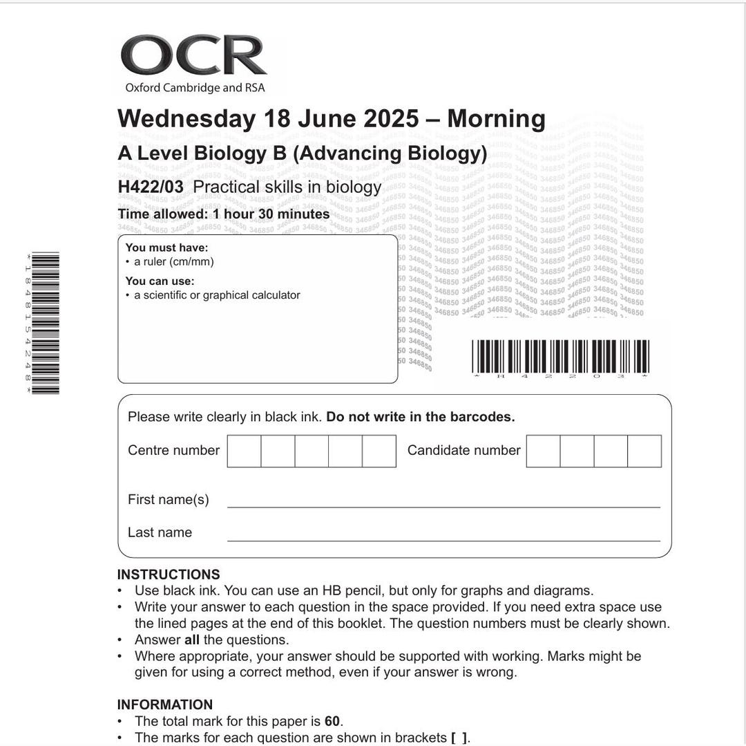 2025 Ocr a Level Biology B Paper 3 Mark Scheme H42203 - Bundle - Etsy ...