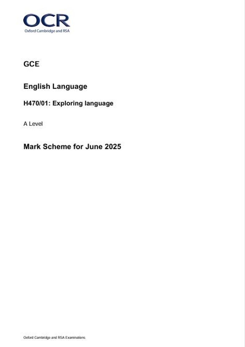 2025 OCR A Level English Language Paper 1 et système de notation ...