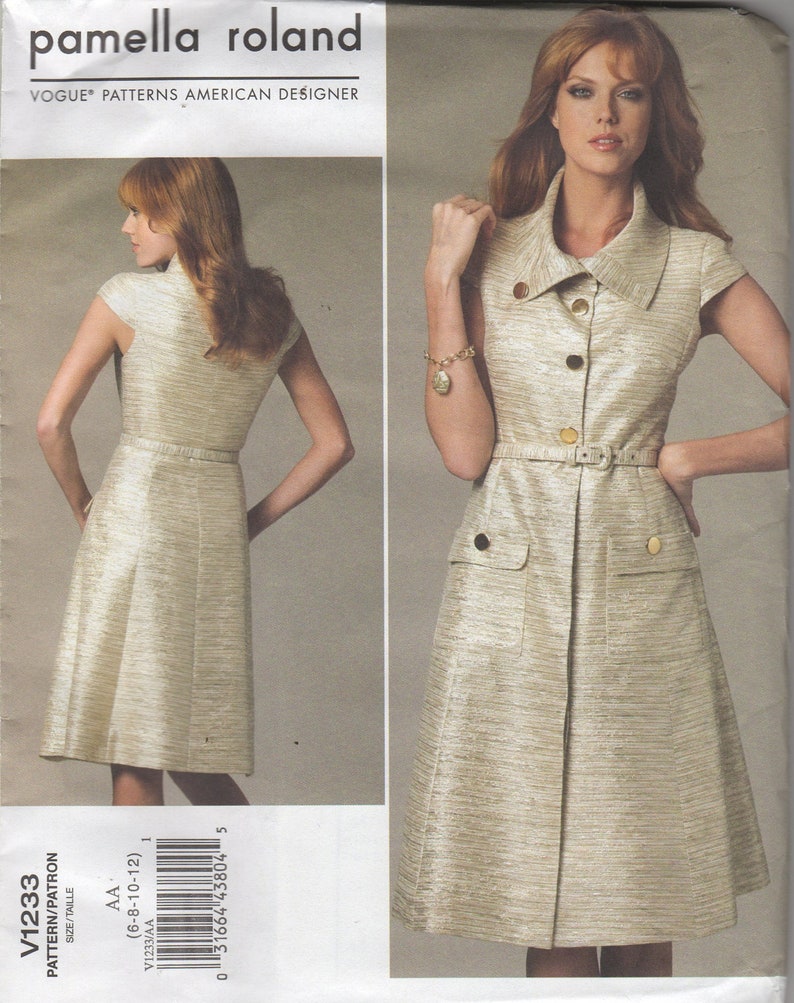 Vogue V1233 Pamella Roland American Designer Dress and Belt Woman Sizes ...