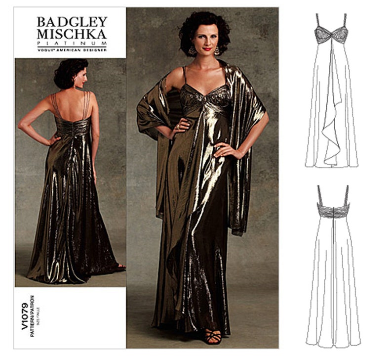 Designer Badgley Mischka Spaghetti Strap Fitted Bodice Evening Dress ...