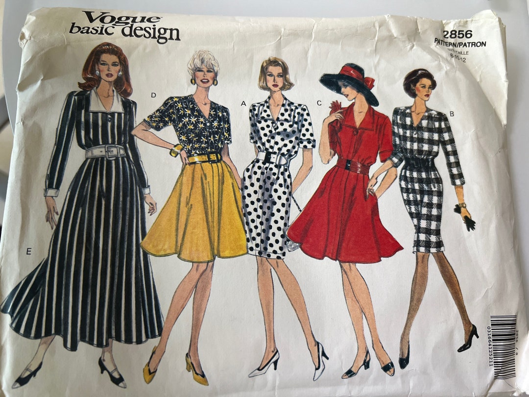 Vogue Basic Design 2856 Blouson Shirtwaist Dress Sz 8 10 12 Uncut 1992 ...