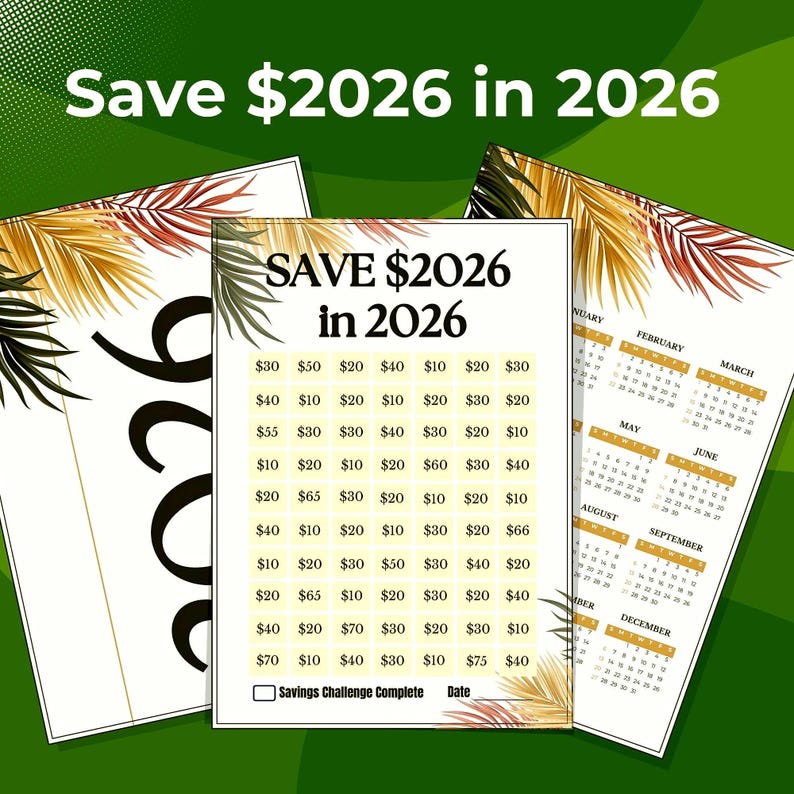 2026 Savings Challenge Printable | Save 2026 in 2026 | 70 Day Tracker ...