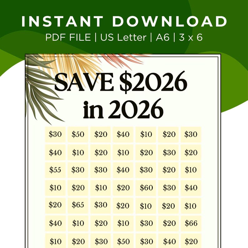2026 Savings Challenge Printable | Save 2026 in 2026 | 70 Day Money ...