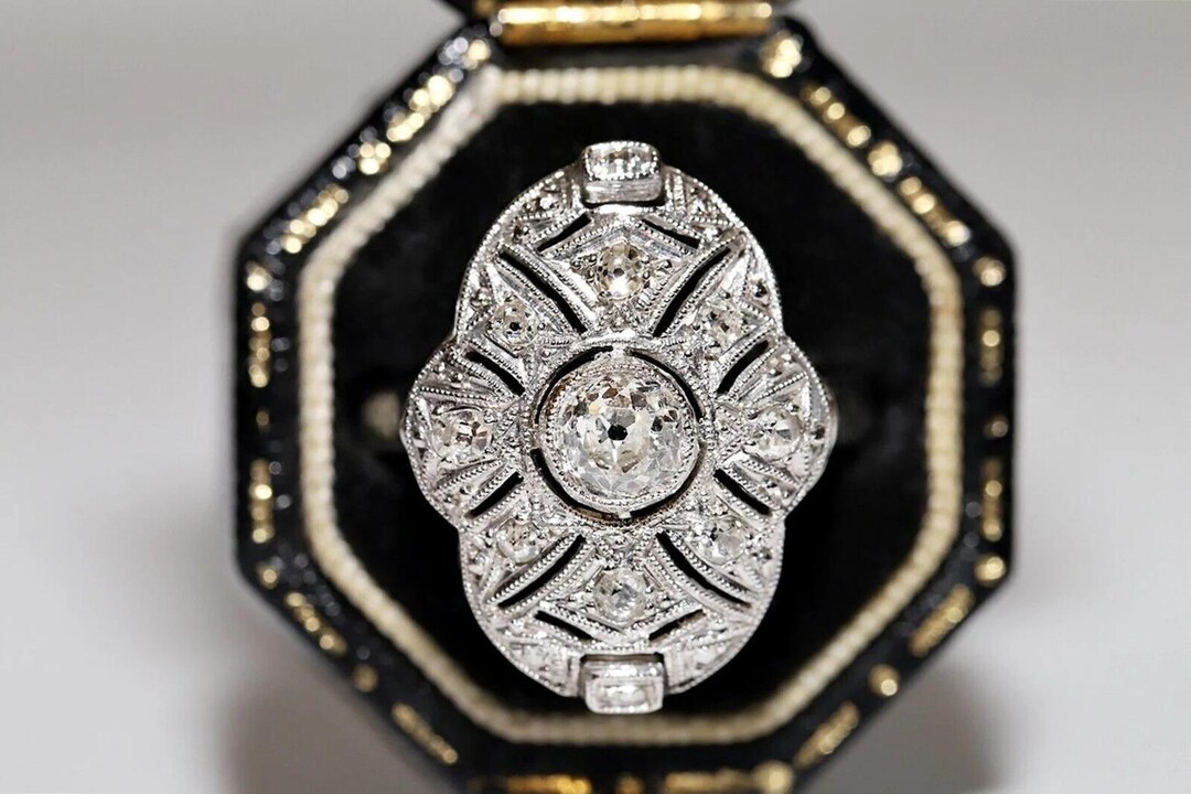 Antique Edwardian Filigree Engagement Ring, Elongated Oval Shield ...