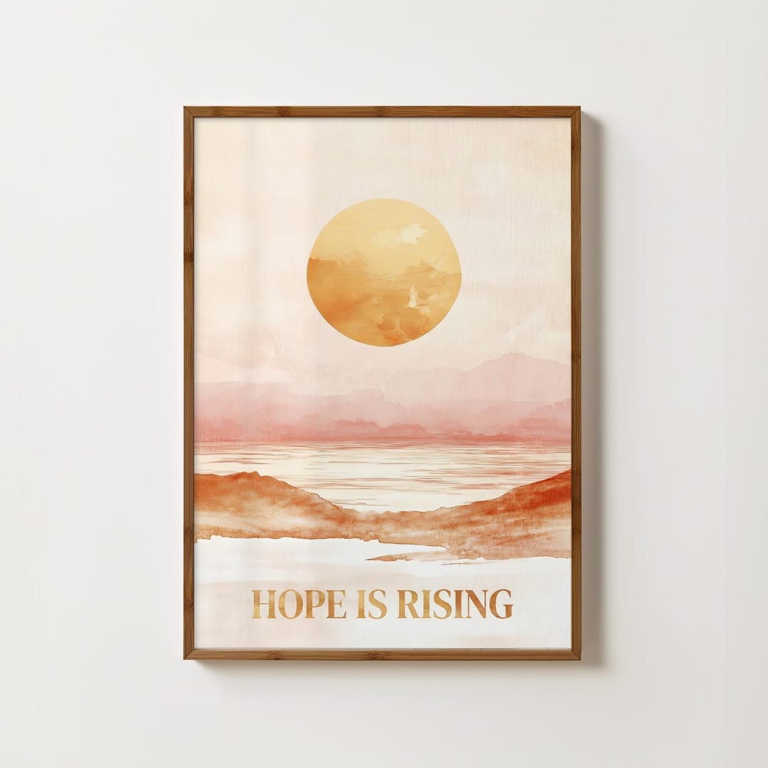 Hope is Rising Wall Art Printable, Minimal Sun Landscape, Calming ...