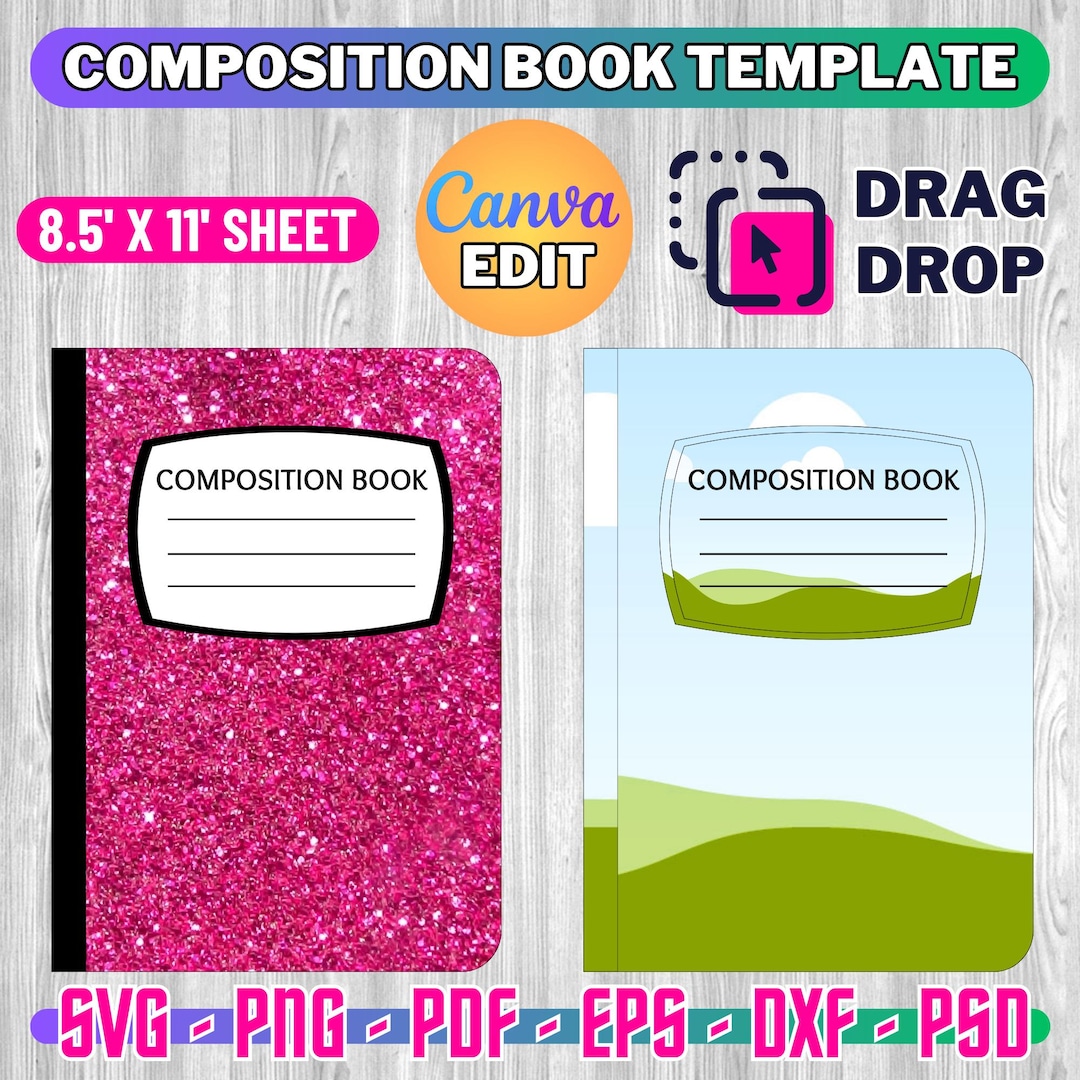 Custom Composition Notebook Template, Canva Editable (digital Download ...