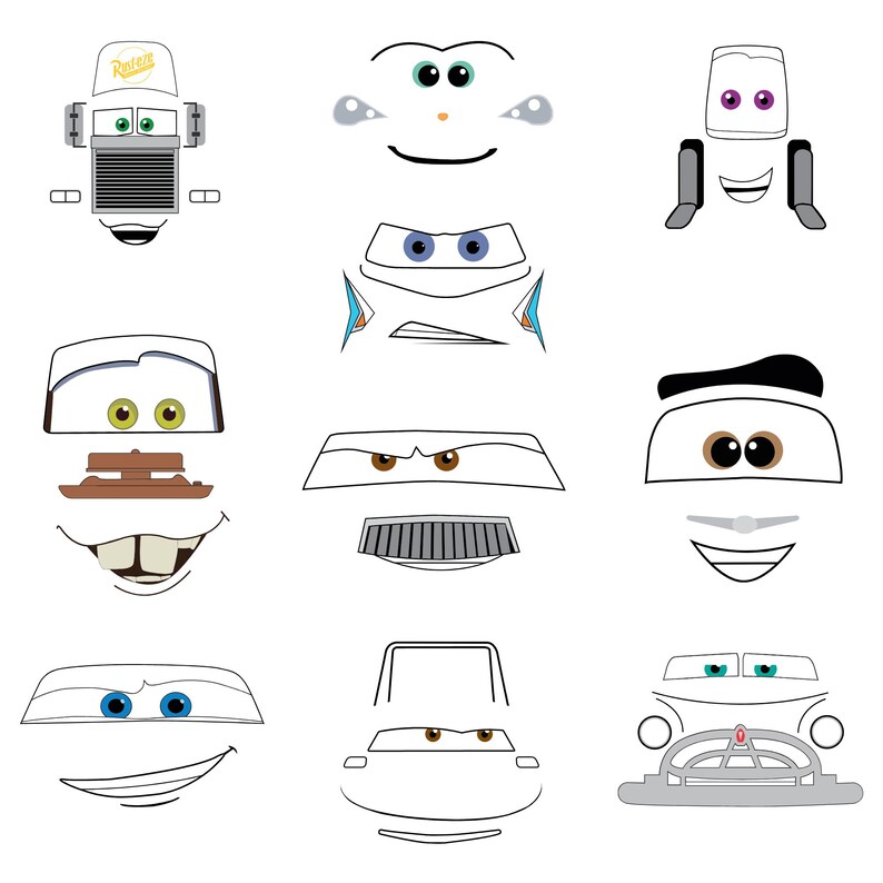 Cars Faces SVG Clipart Bundle (digital Download) - Etsy