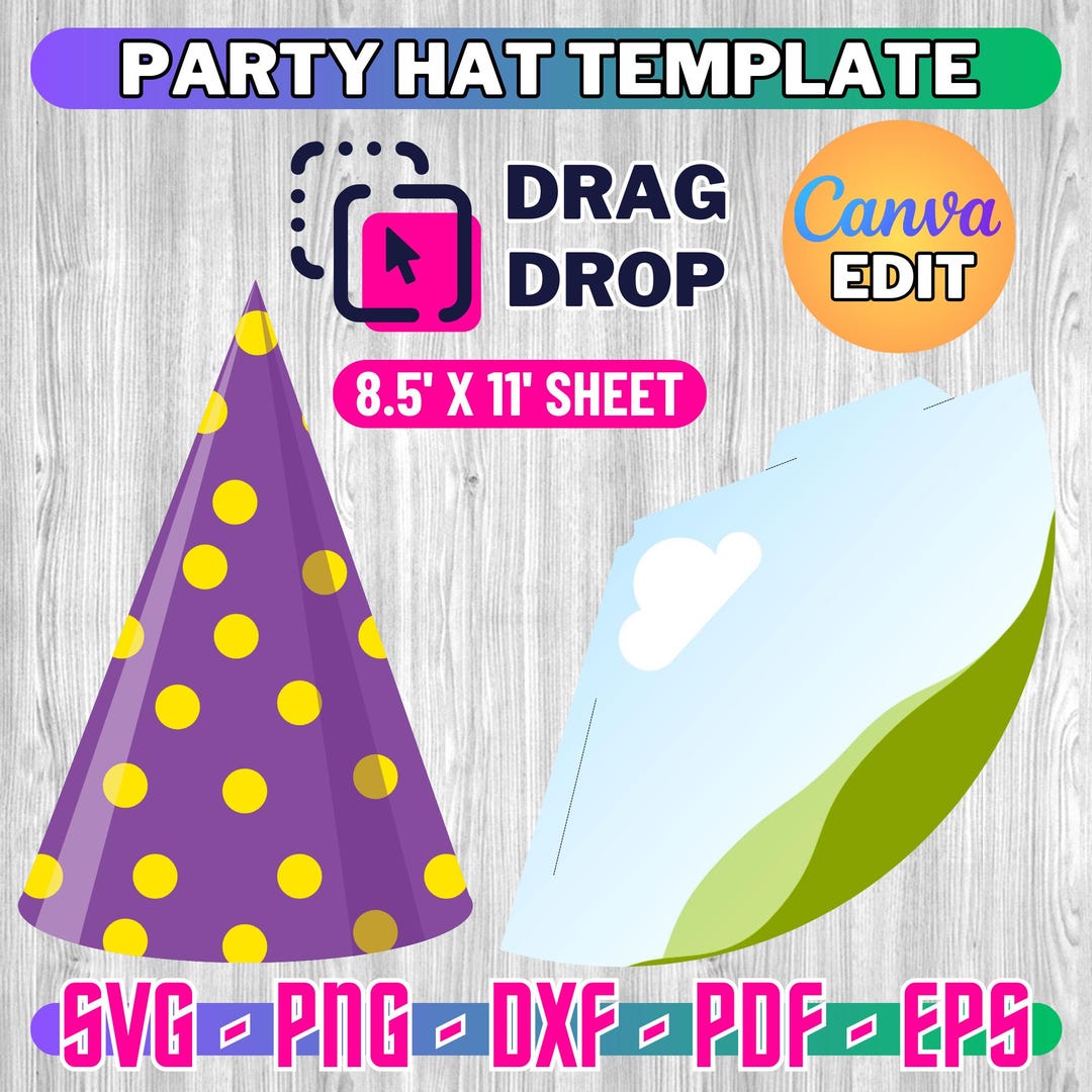 Canva Editable Party Hat Template, DIY Paper Hat (digital Download) - Etsy