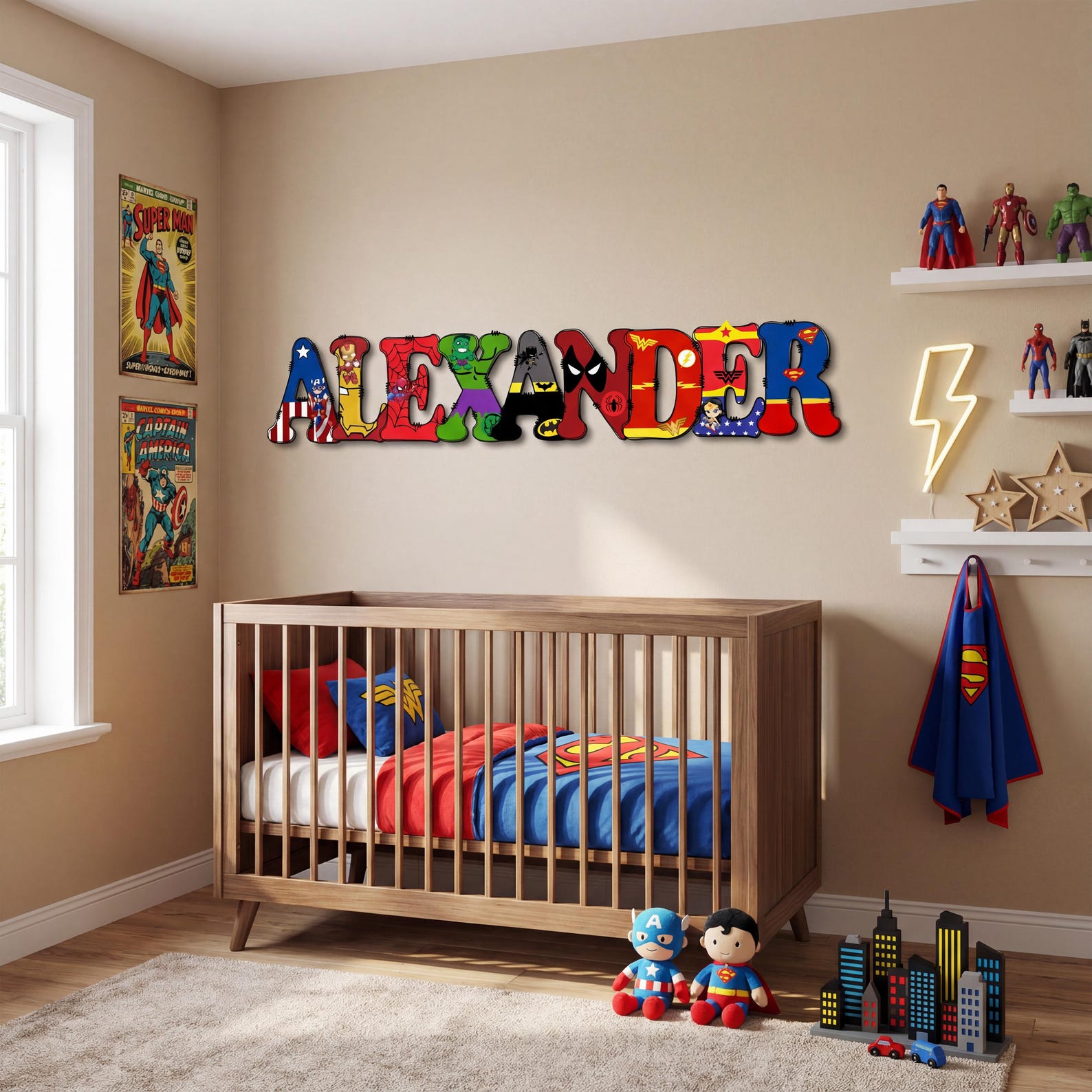 Custom Superhero Name Sign, Boys Room Decor, Personalized Wall Letters ...