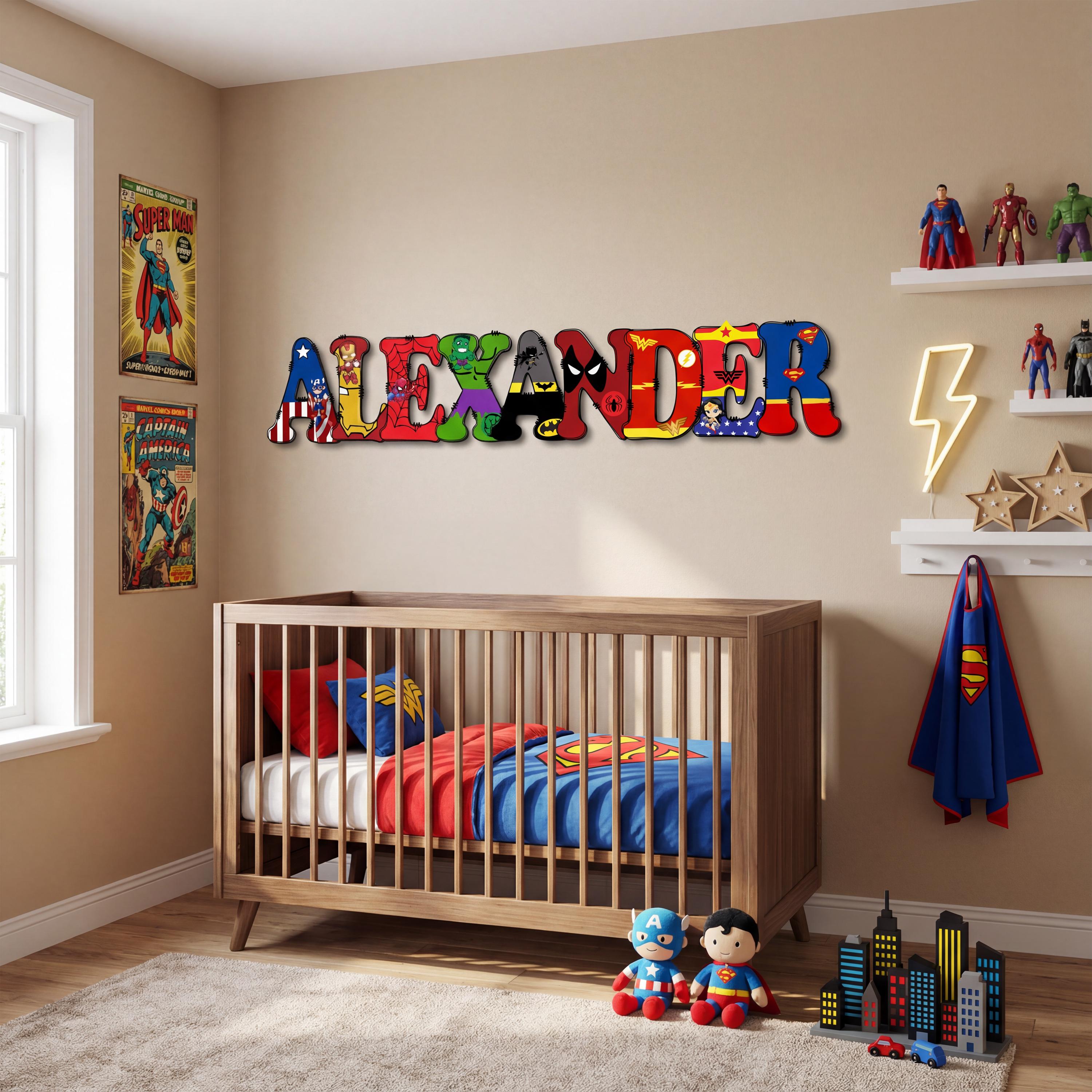 Custom Superhero Name Sign, Boys Room Decor, Personalized Wall Letters ...