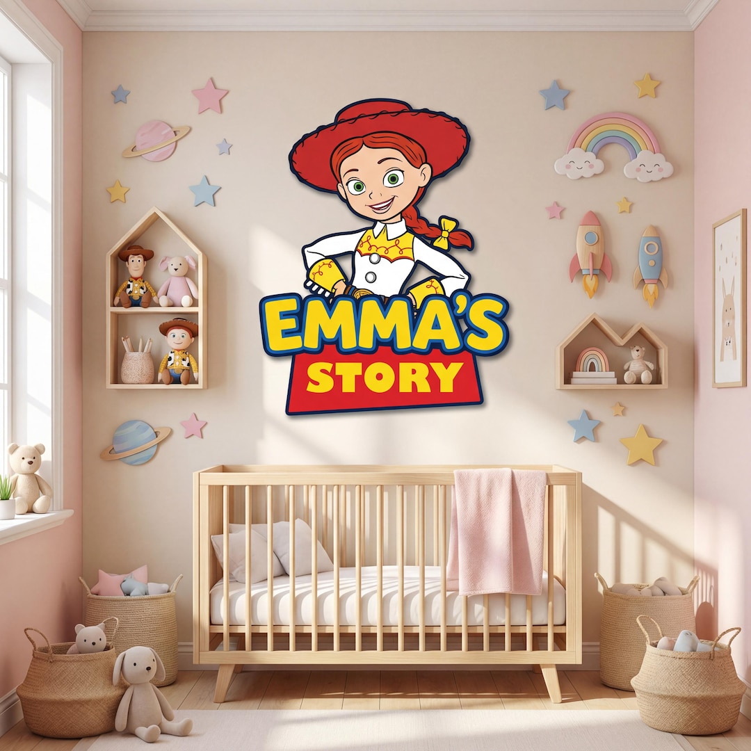 Toy Story Jessie Custom Story Name Sign, Personalized Wooden Wall Decor ...