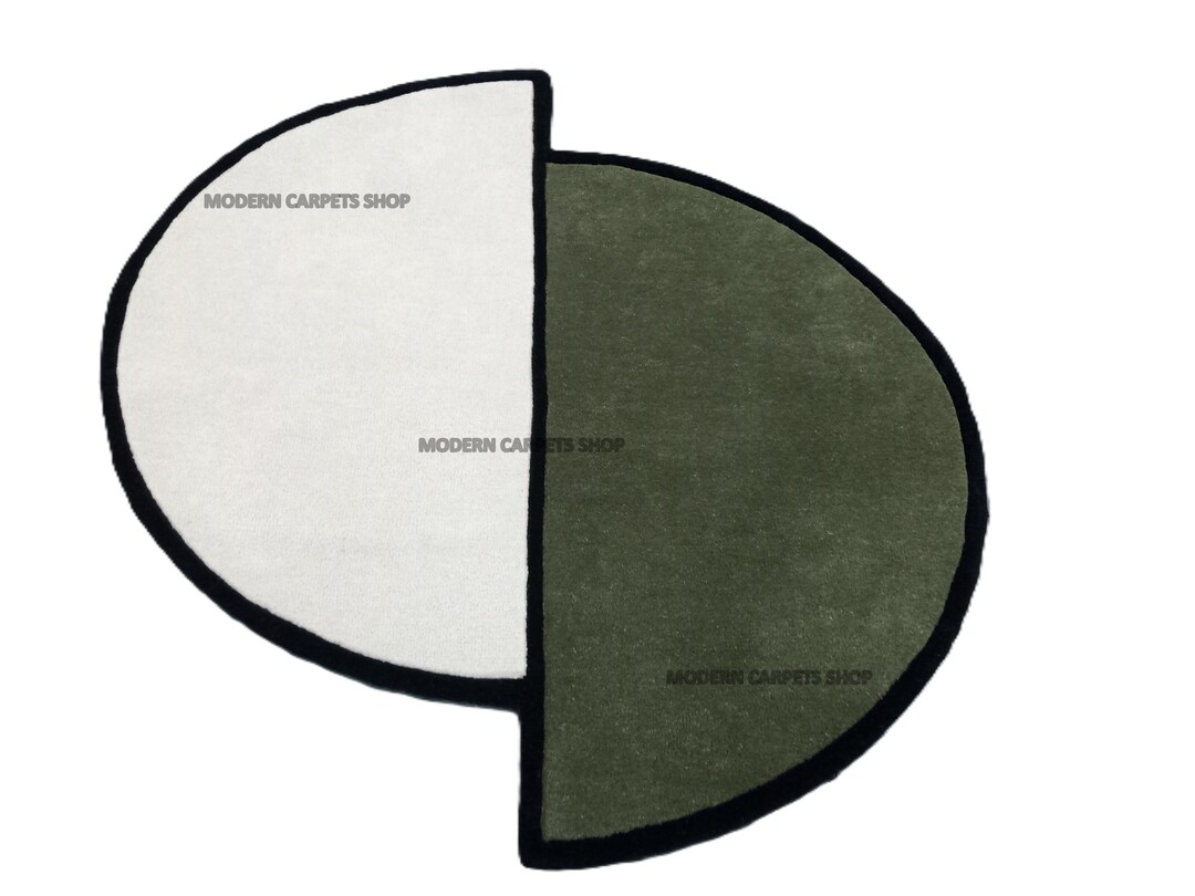 Modern Yin Yang Wool Area Rug – White and Olive Green: - Etsy