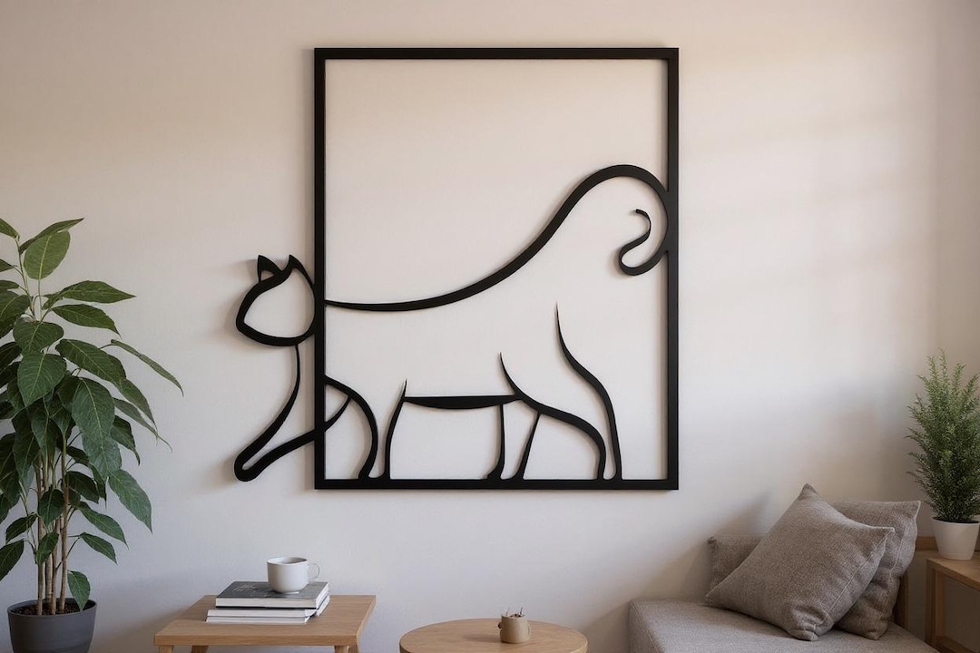 Cat Metal Wall Art: Stepping Out of Frame, 3D Effect Cute Decor - Etsy