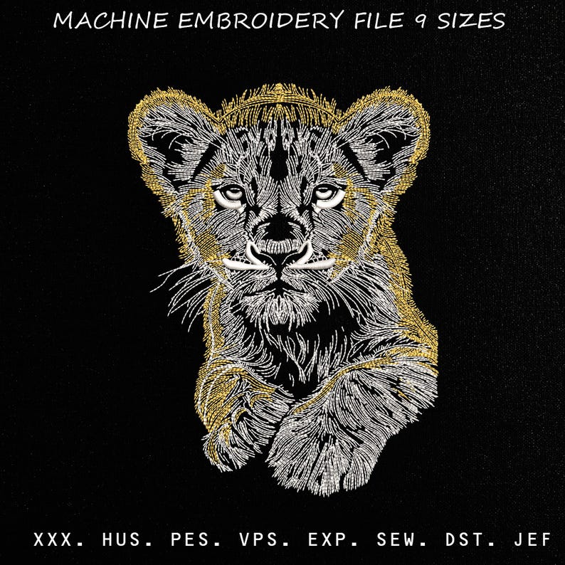Lion Cub Embroidery Design, Baby Lion Machine Embroidery Pattern ...