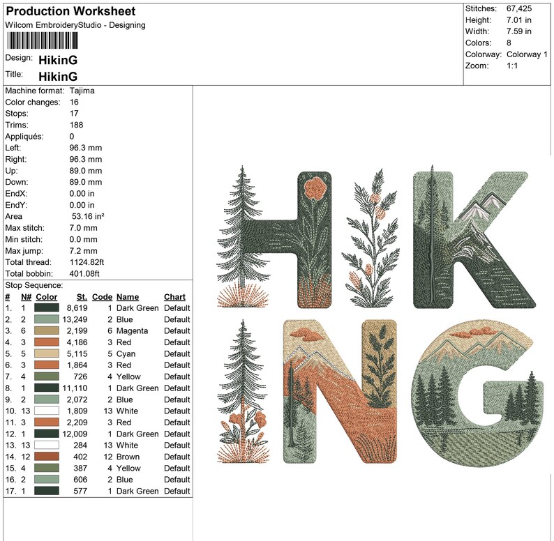 Hiking Machine Embroidery Design, Nature Mountain Landscape Pattern ...