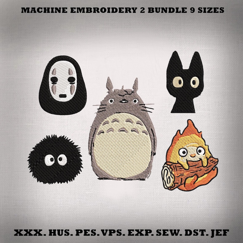 Ghibli Studio Embroidery Design Bundle, Anime Designs Bundle, Totoro ...