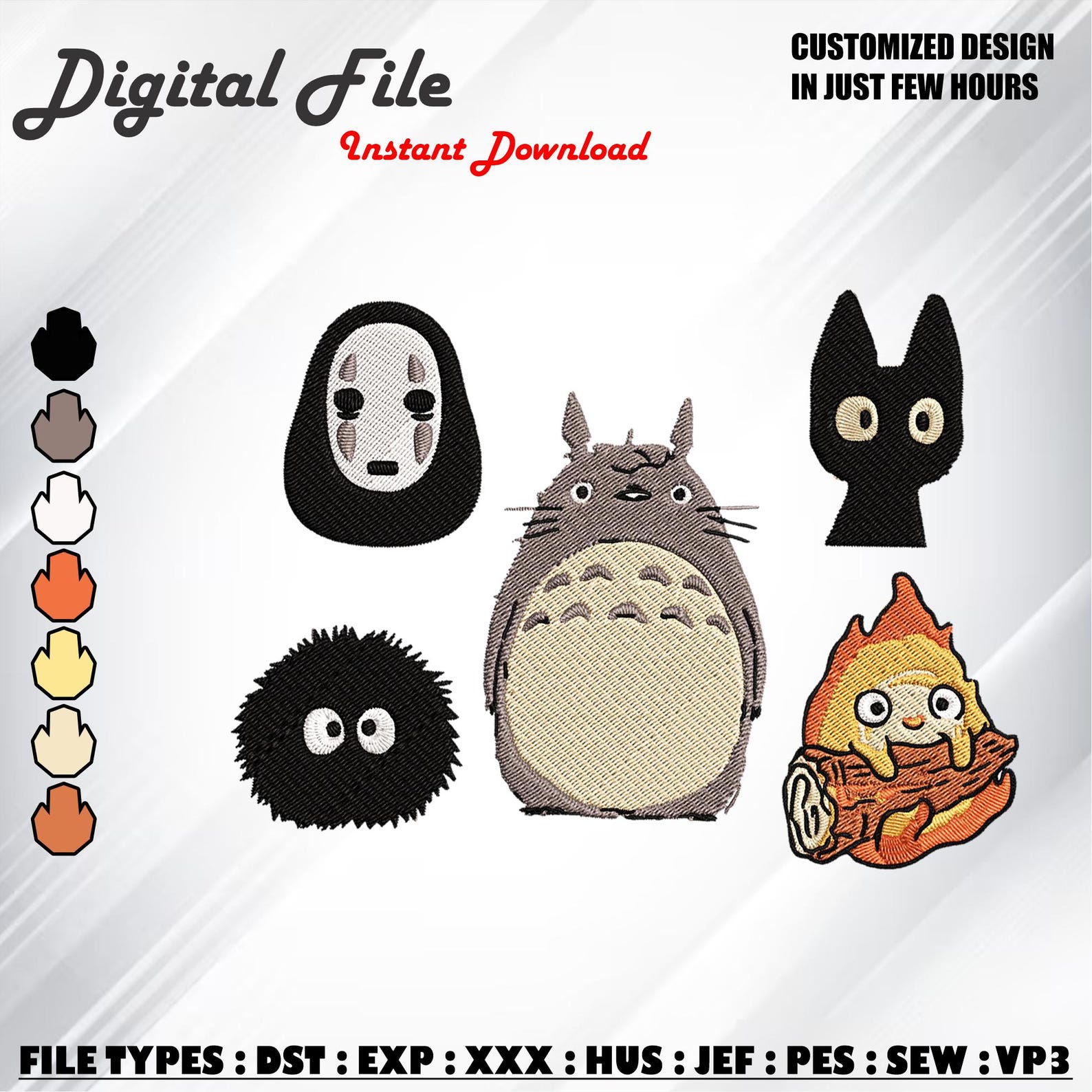 Ghibli Studio Embroidery Design Bundle, Anime Designs Bundle, Totoro ...