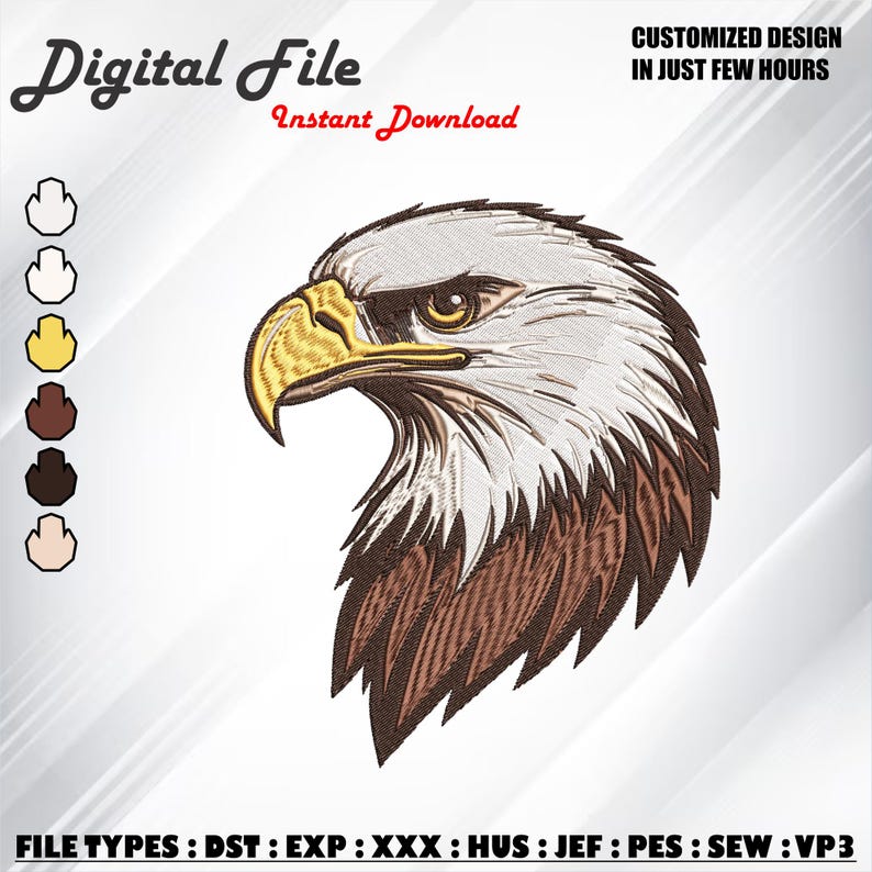 Eagle Head Embroidery Design, Bald Eagle Embroidery File, American ...