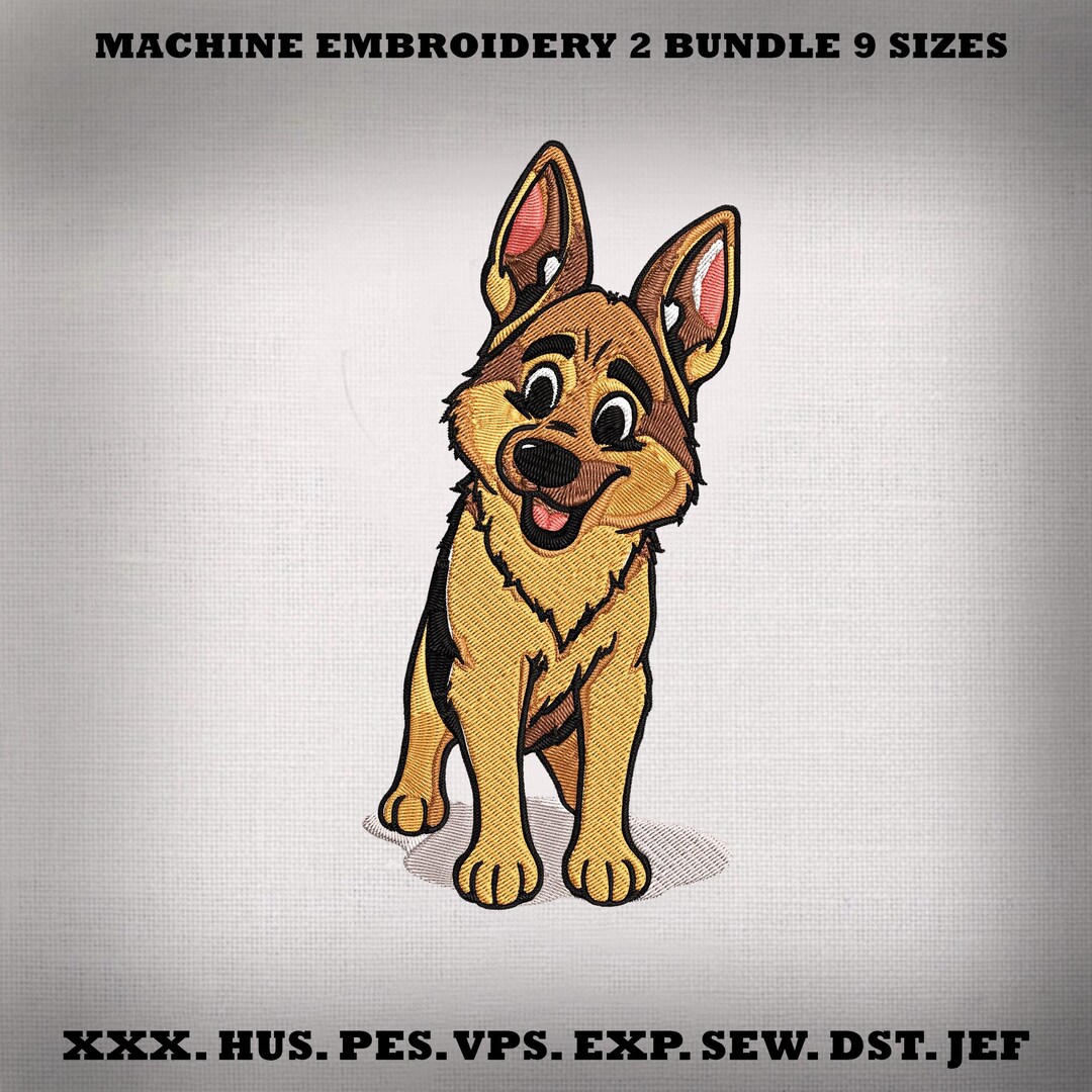 German Shepherd Embroidery Design, Cute Puppy Embroidery File, Dog ...
