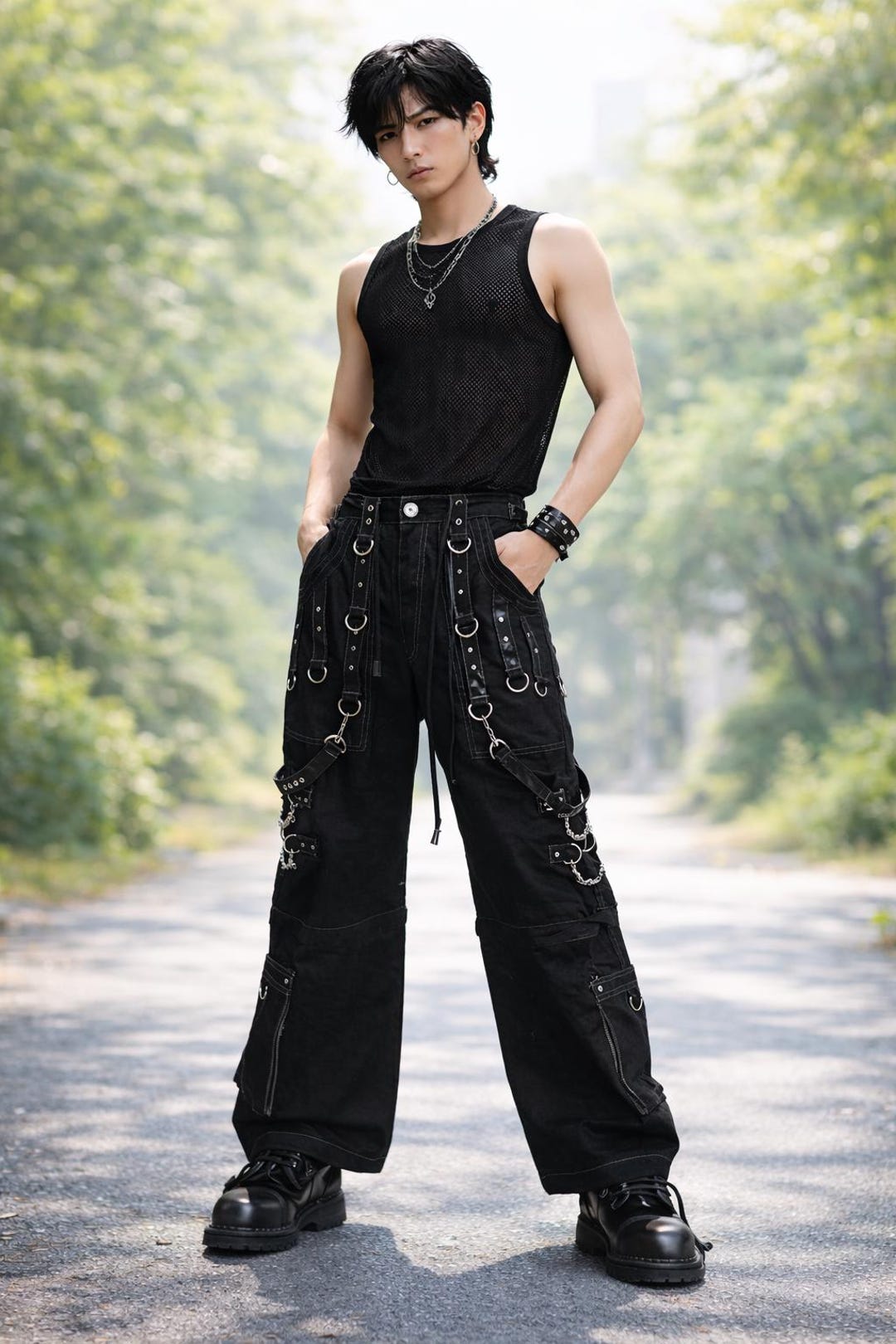 Cyber Goth Baggy Cargo Pants for Men, Gothic Strap Techwear Pants - Etsy