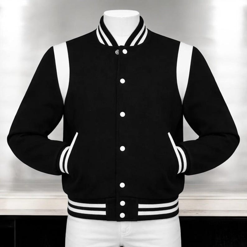 Premium Black Varsity Jacket – Classic Letterman Style Unisex Wear Pro ...