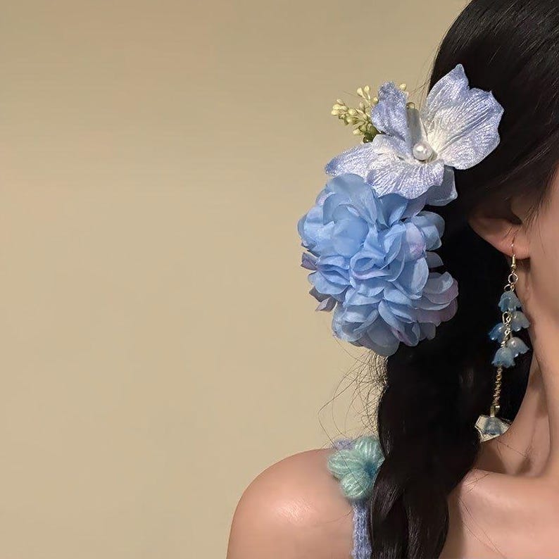 Bohemian Purple Lily & Rose Cluster Hair Clip Vacation Clip - Etsy