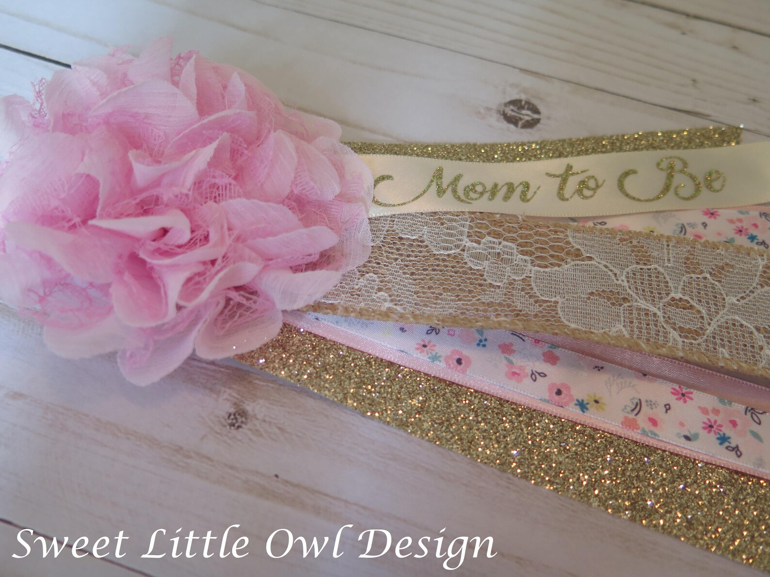 Mom to Be Pin/ Corsage BABY SHOWER PIN Light Pink Lace - Etsy
