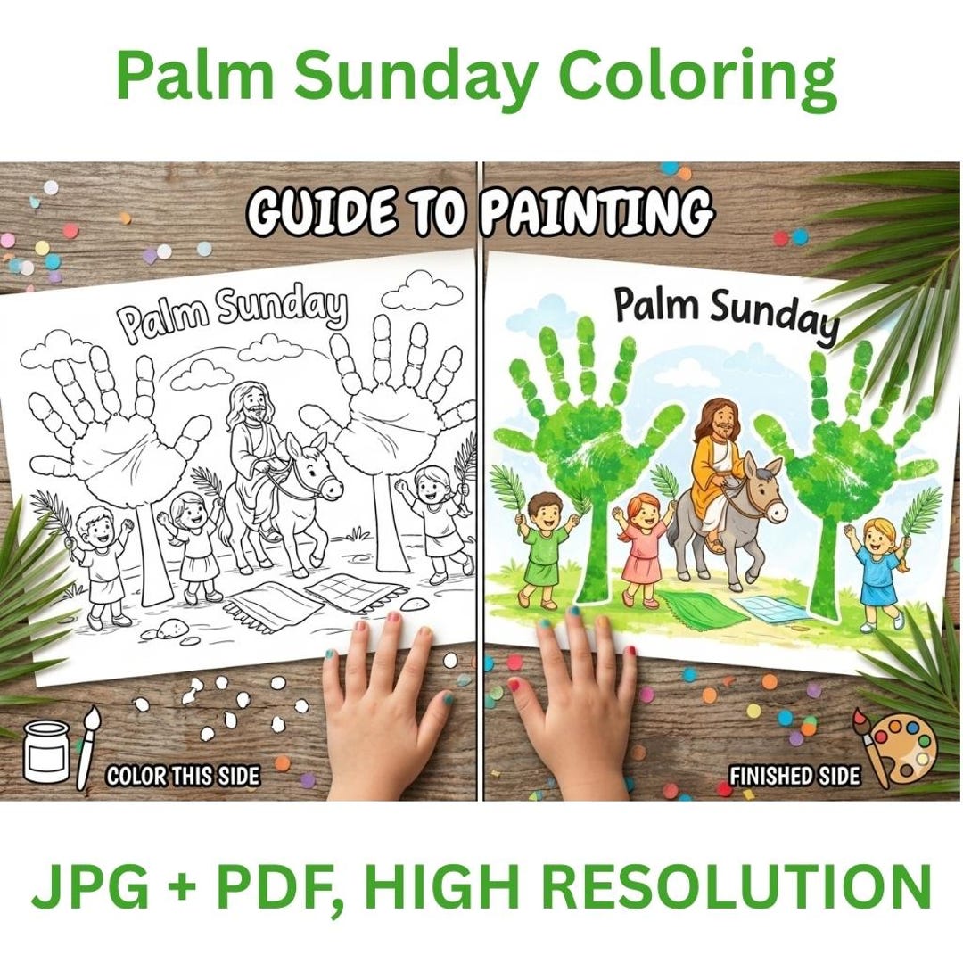 Palm Sunday Craft Printable for Kids, Christian Sunday School Activity ...