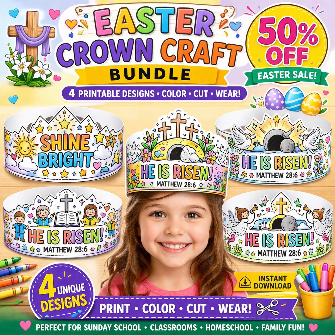 Printable Easter Holy Week Crown Craft Bundle | Easter Sunday Craft ...