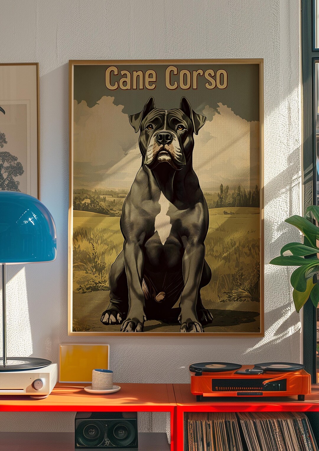 Cane Corso Wall Art Print, Vintage Cane Corso Dog Illustration Poster ...
