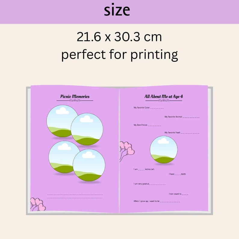Kids Birthday Photo Book Canva Template, Editable Memory Album (digital ...