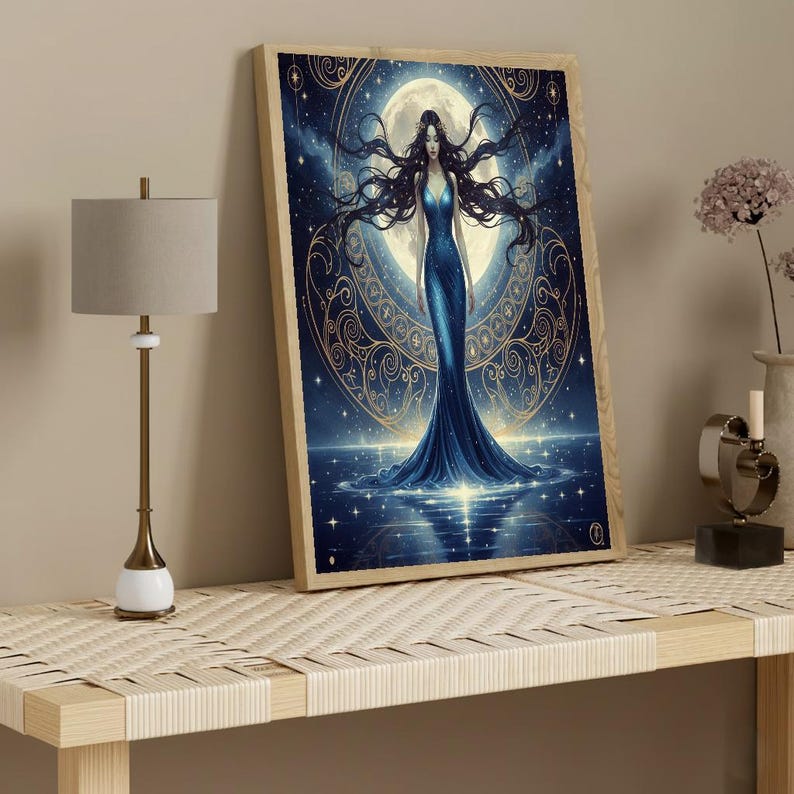 Nyx Goddess Wall Art, Cosmic Queen Poster, Starry Night Decor ...