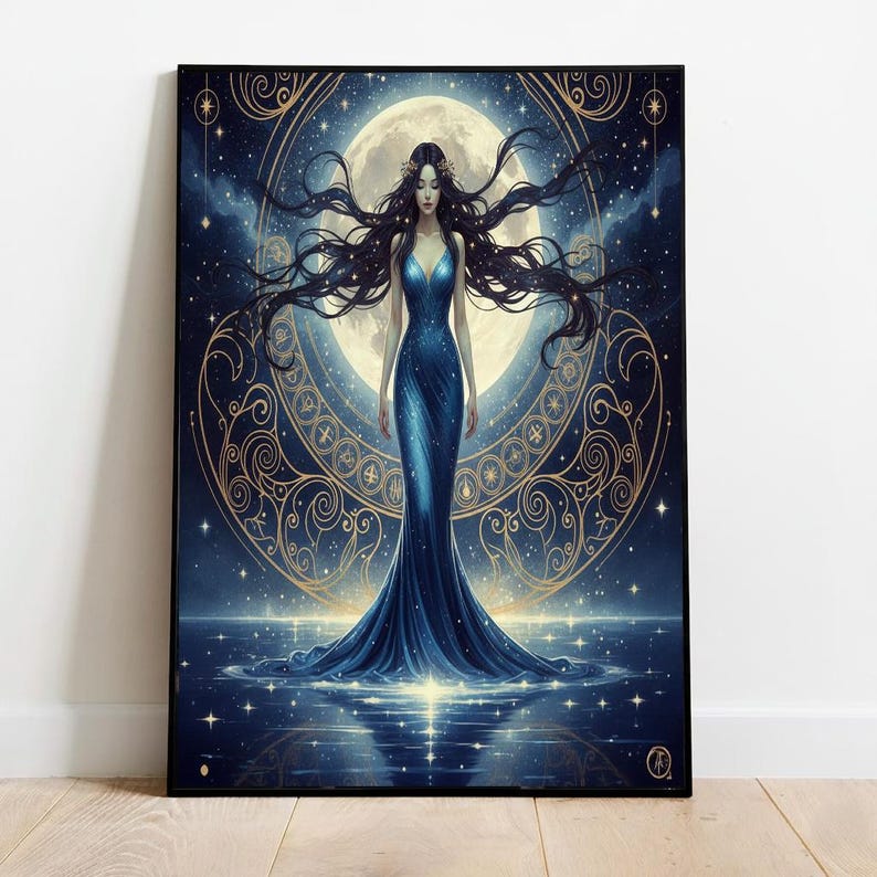 Nyx Goddess Wall Art, Cosmic Queen Poster, Starry Night Decor ...