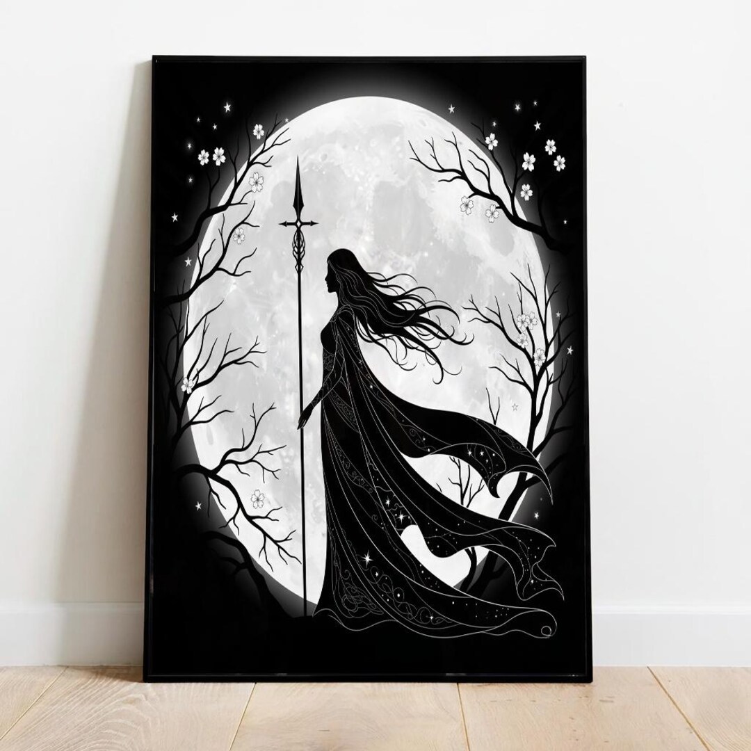 Goddess Athena Poster, Greek Mythology Wall Art, Moon Warrior Goddess ...