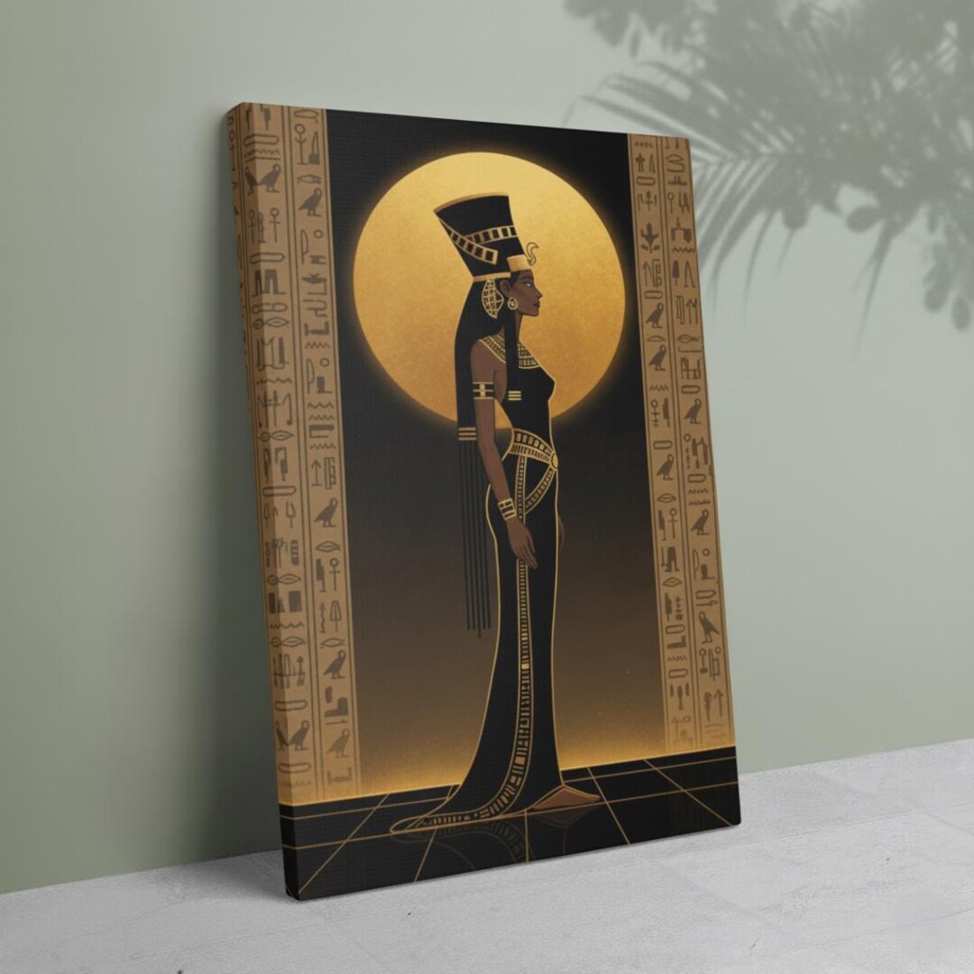 Mut Goddess Wall Art ,egyptian Queen Canvas, Black Gold Decor ...