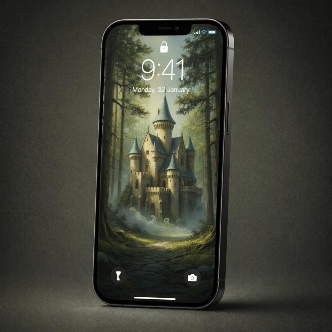 Enchanted Castle iPhone Wallpaper Set – Fantasy Forest & Cliffside ...