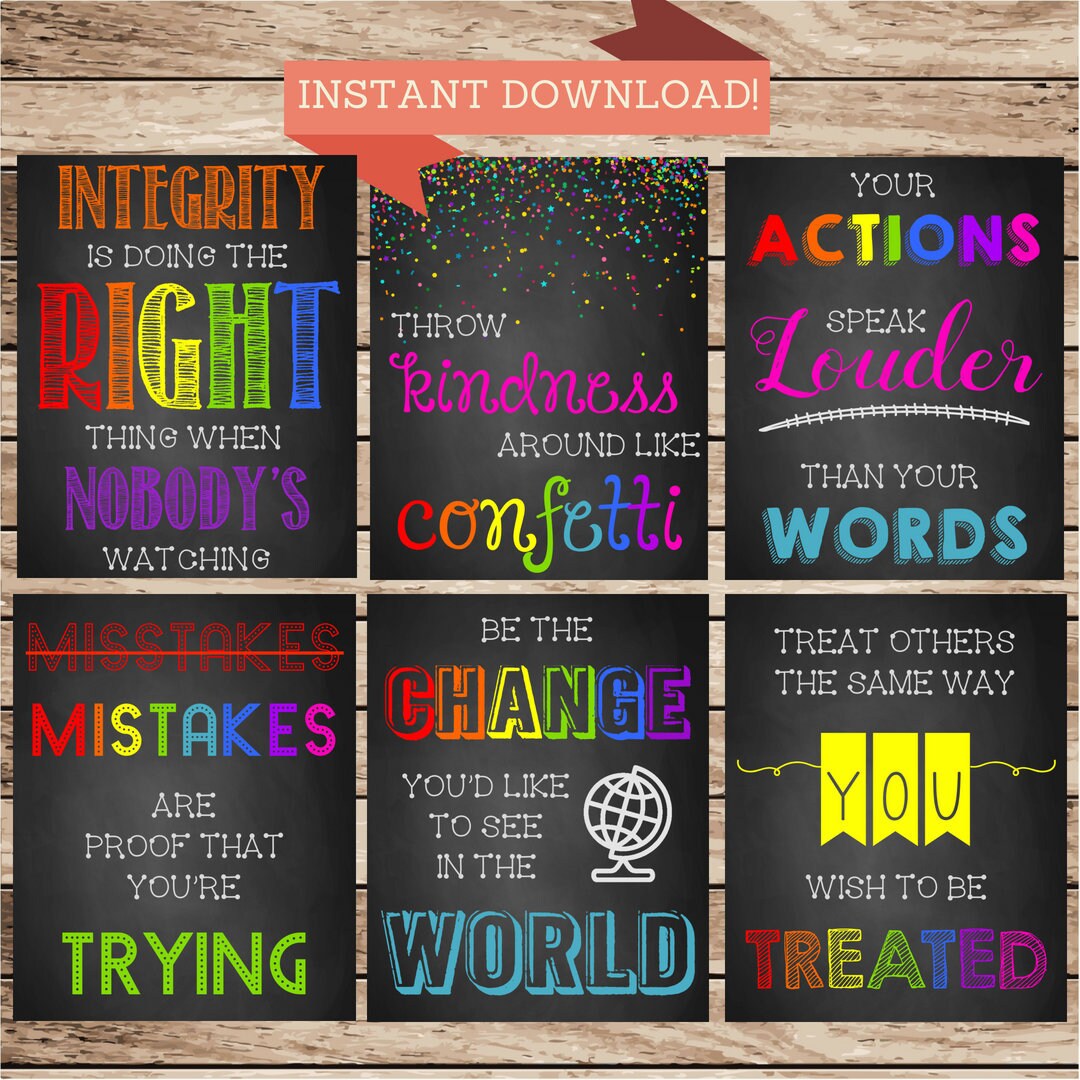 Six Character Printables, Classroom Art, Playroom Wall Decor, Be Kind ...
