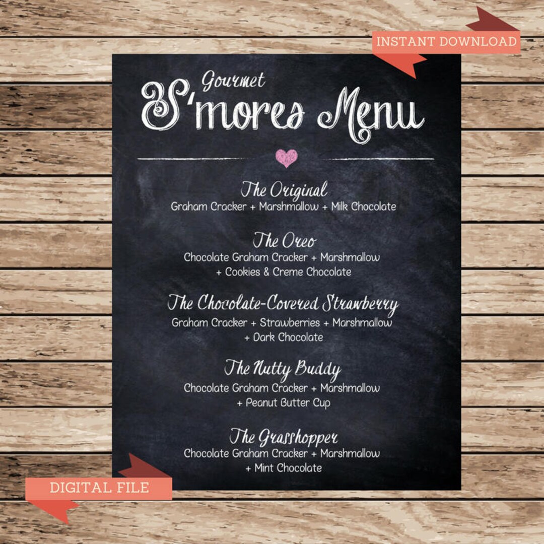 Gourmet S mores Menu S mores Bar Sign S mores Chalkboard Sign gourmet-s-mores-menu-s-mores-bar-sign-s-mores-chalkboard-sign