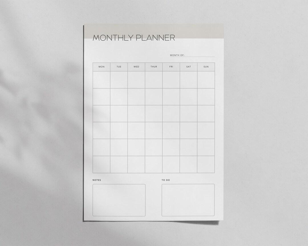 Monthly Planner Printable | Undated Monthly Planner | Minimal ...