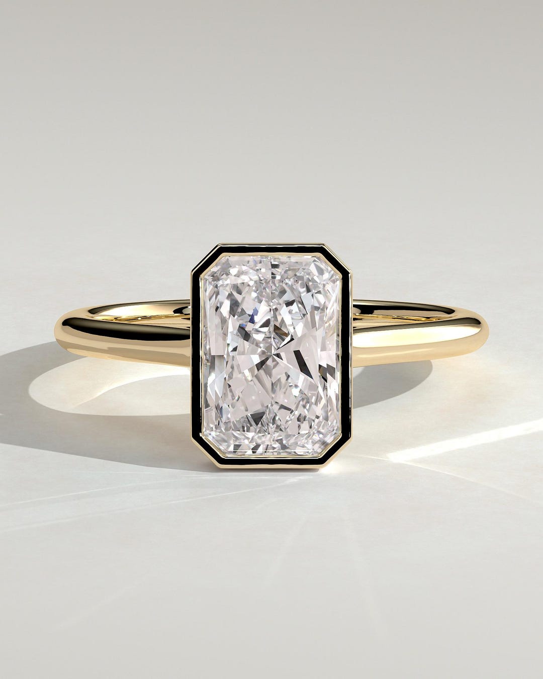 Radiant Bezel Solitaire Engagement Ring | Moissanite or Lab Grown ...