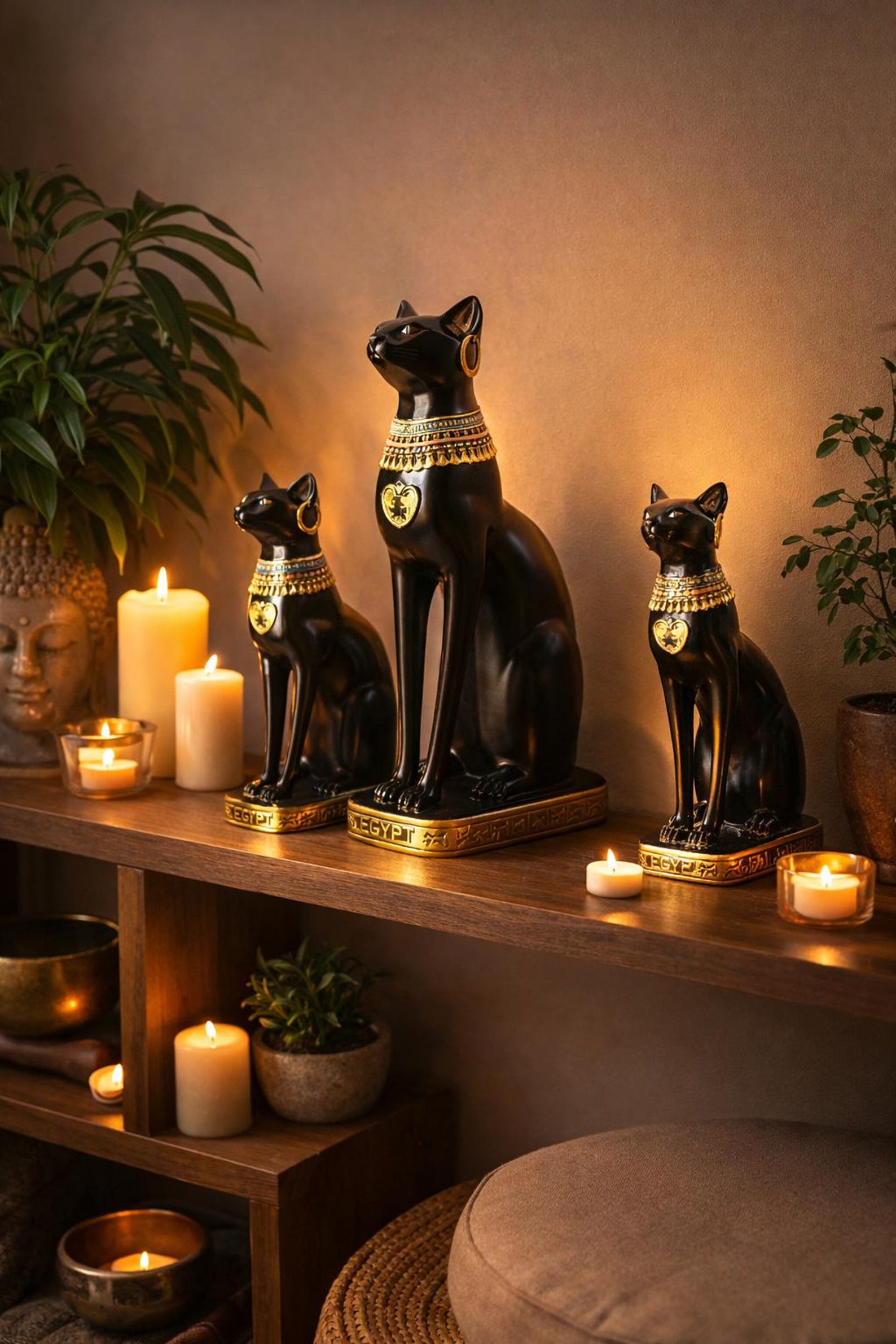 Egyptian Bastet Cat Goddess Ornament – Mythology Animal Sculpture for ...
