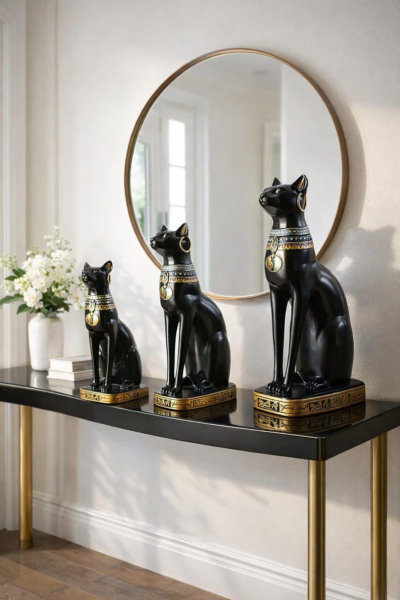 Egyptian Bastet Cat Goddess Ornament – Mythology Animal Sculpture for ...