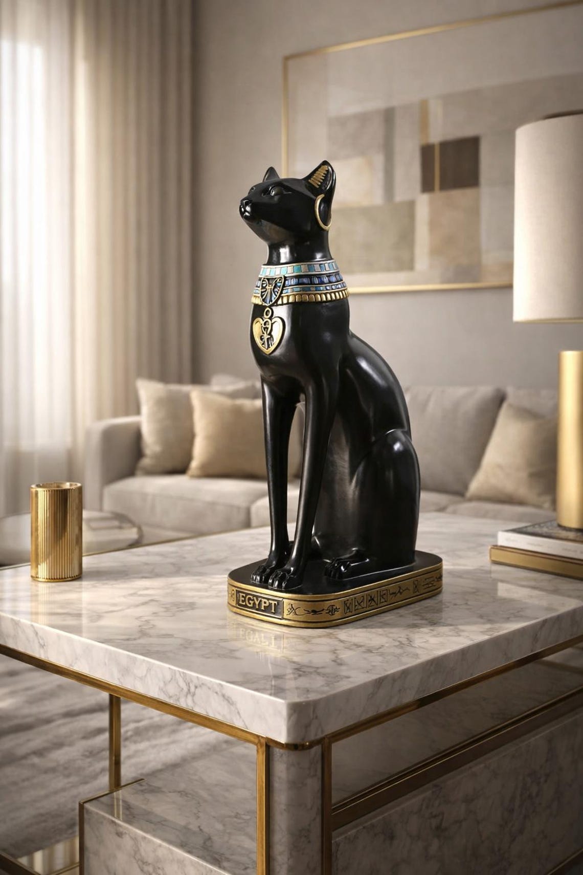 Egyptian Bastet Cat Goddess Ornament – Mythology Animal Sculpture for ...