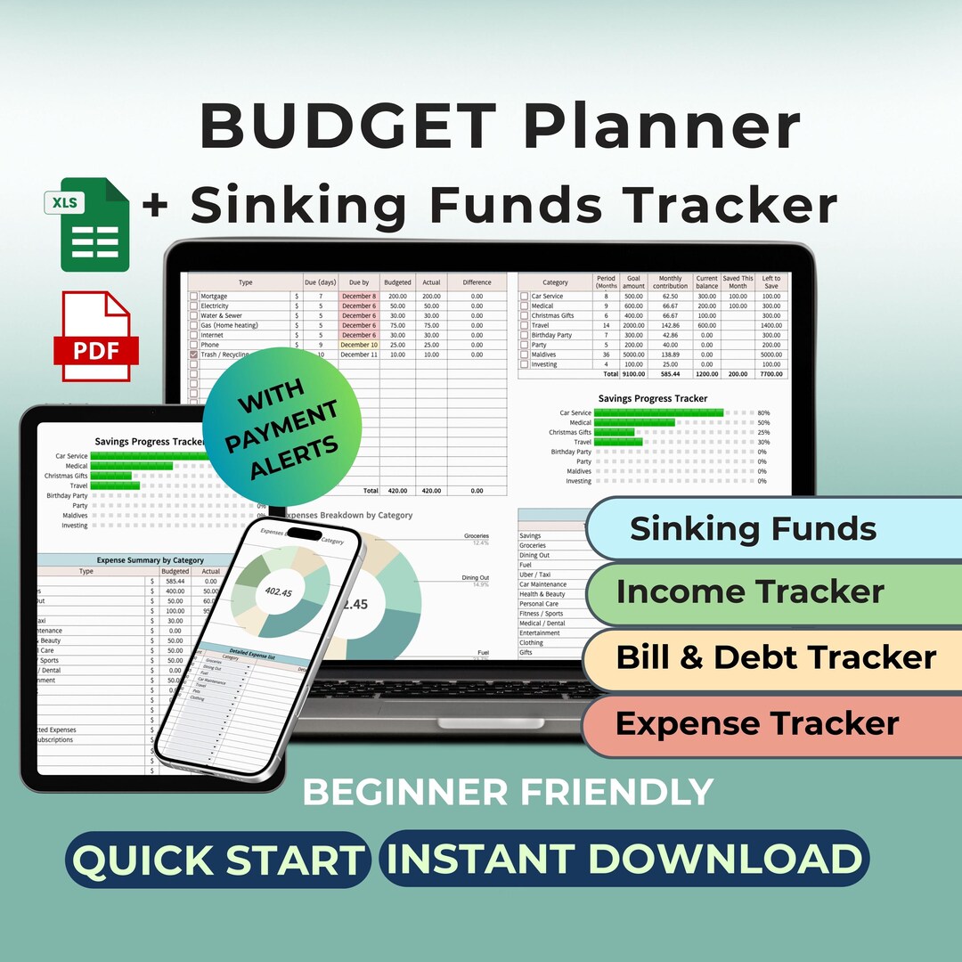 Simple Monthly Weekly Budget Expense Savings Tracker Google Sheets ...