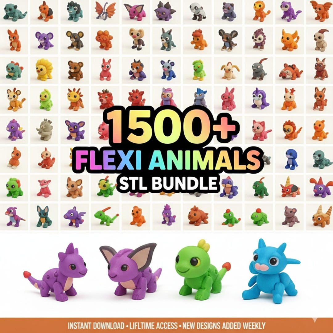 1500+ Mini Articulated Animals STL Bundle, STL and 3MF 3D Print Files ...